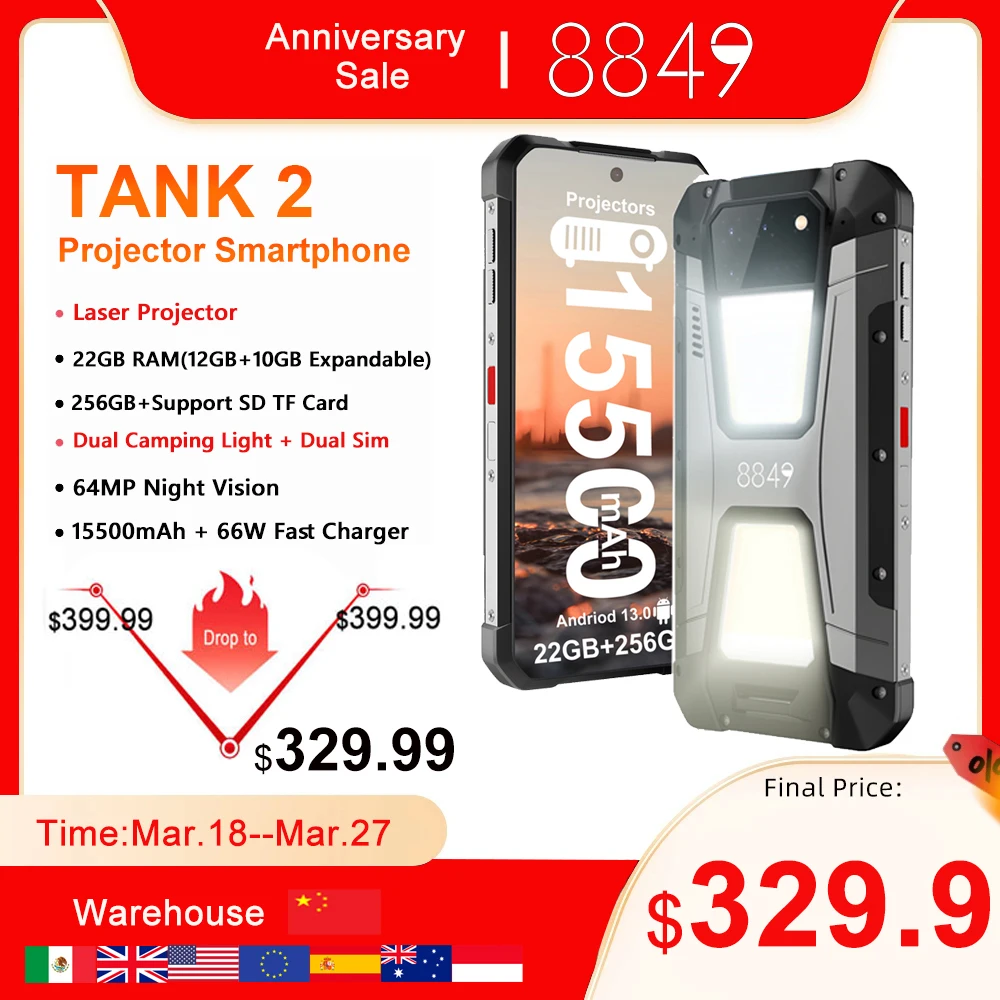 In-Stock-8849-Tank-2-Projector-Rugged-256-512GB-ROM-108MP-Camping-Light ...