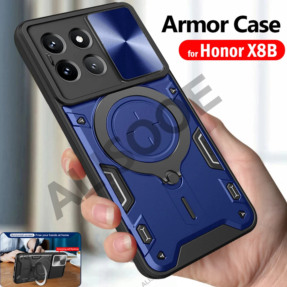 Armor-Funda-for-Honor-X8B-Case-Slide-Camera-Lens-Magnetic-Ring-Stand ...