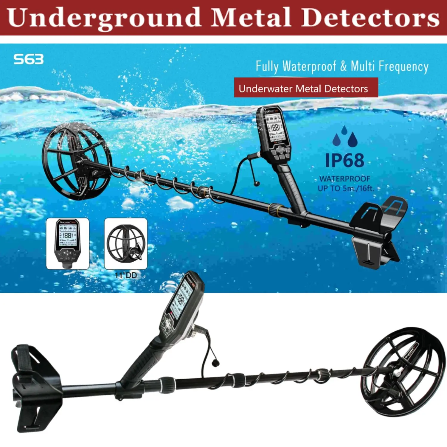 Multi Frequency Professional Metal Detector S63 Long Range 5 Meters ...