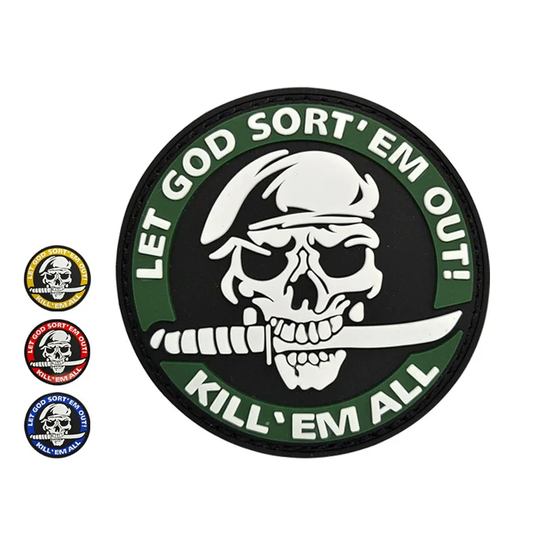 3D PVC Skull Rubber Patches No Knife No Life Tactical Military ...