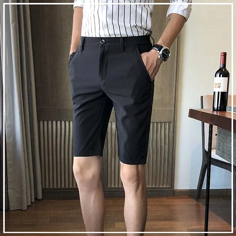 Pantalones-cortos-de-cintura-alta-para-hombre-Shorts-de-traje-recto ...
