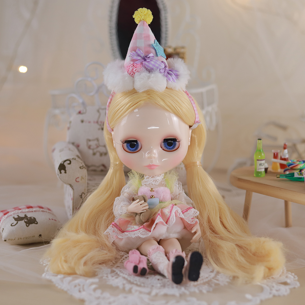 Neo Blythe Doll with Blonde Hair, White Skin, Shiny Cute Face & Custom ...