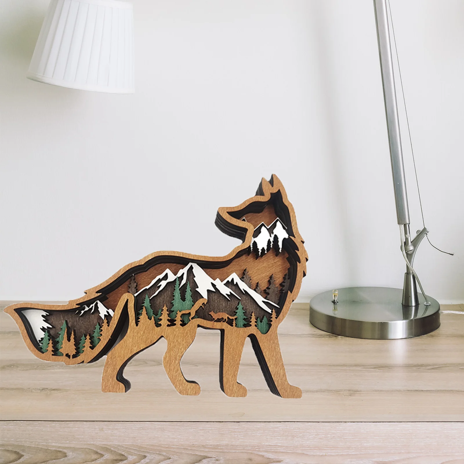 Creative-Fox-Carved-Wooden-Miniatures-Model-Animal-Statues-With-LED ...