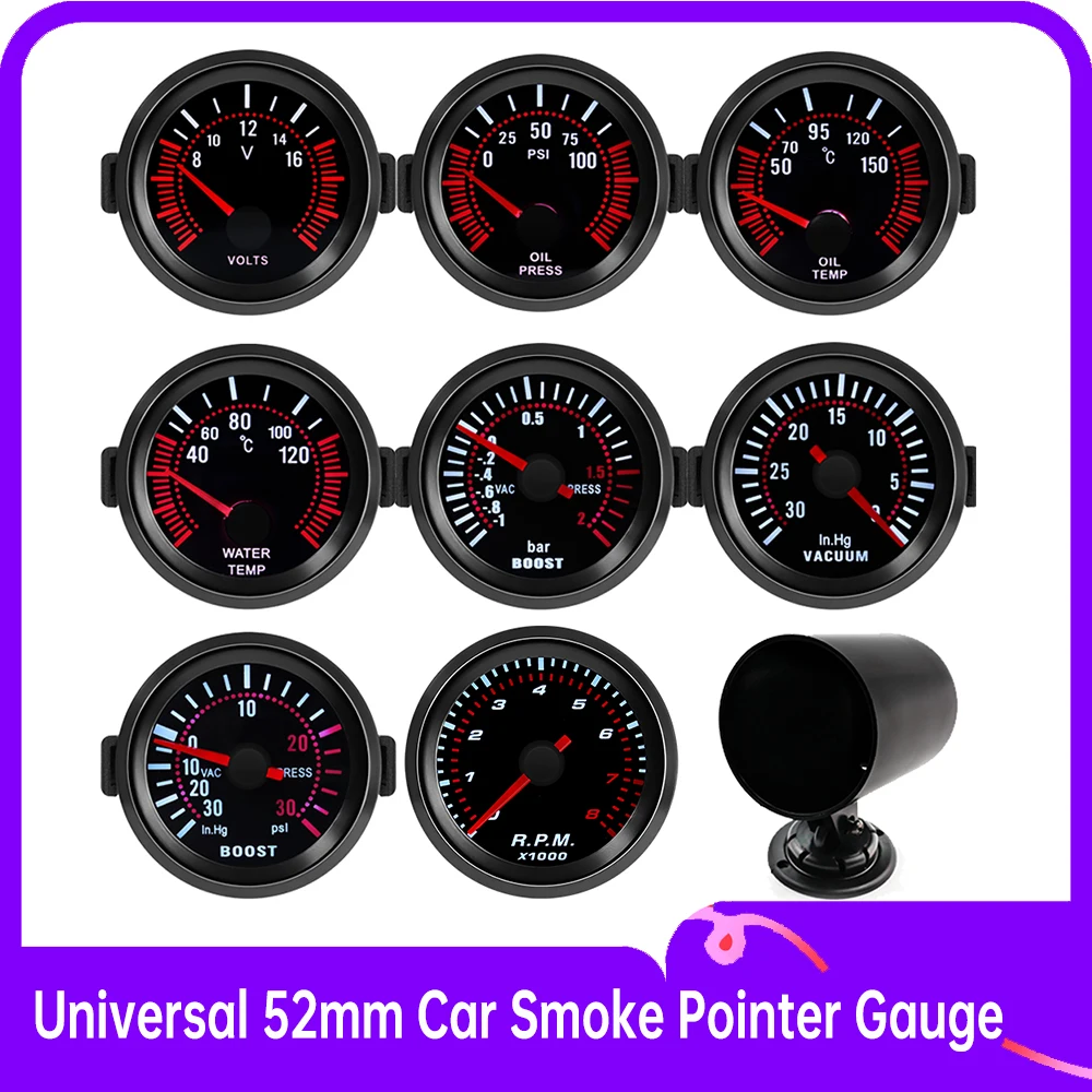 Universal 52mm Tachometer/Boost Psi/Vacuum/Water Temp/Water Temp/Oil ...