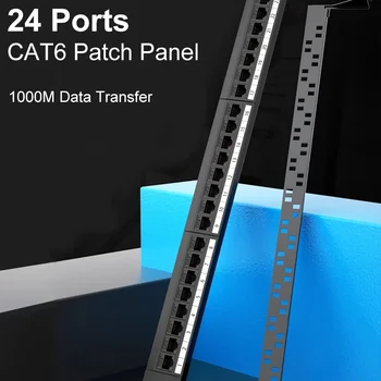 OMAY 19Inch 1U 24 Port CAT6 Patch Panel Cabinet Rack Pass-Through RJ45 ...
