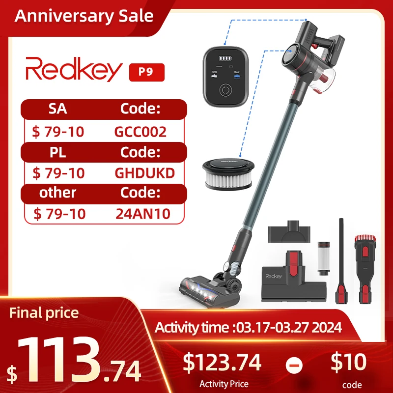 Redkey-P9-Cordless-Vacuum-Cleaner-30Kpa-8-in-1-Wireless-Vacuum-350W ...