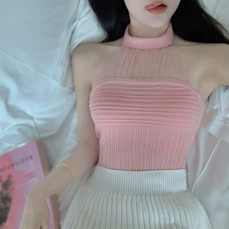 Summer-Tank-Tops-Knitted-Mesh-Stitching-Women-s-Suspenders-Wearing-outside-Layering-inside ...