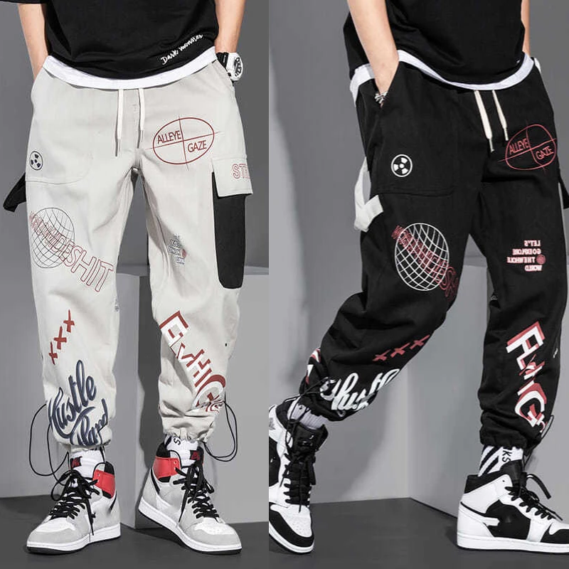 Men's Workwear Cargo Pants Cartoon Graffiti Leisure Pants Stylish ...