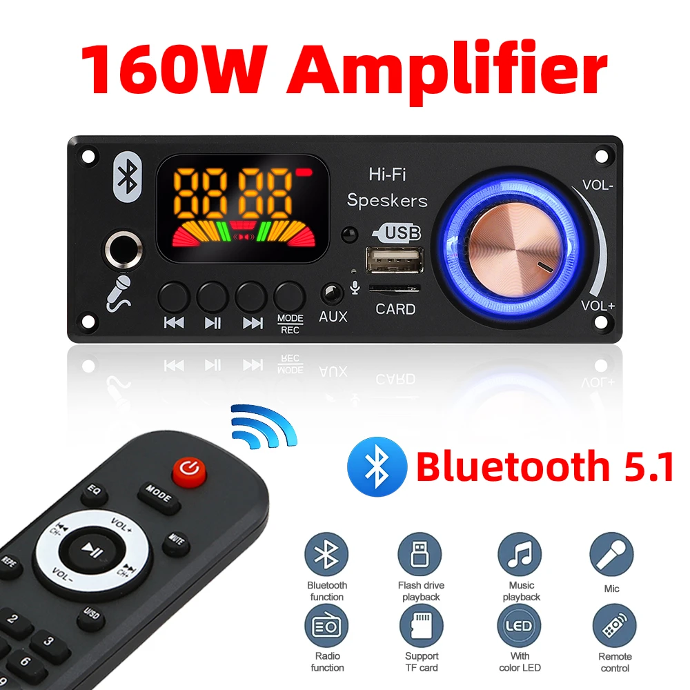 160W-Amplifier-Bluetooth-Decoder-Board-DIY-12V-6-5mm-Microphone-FM ...