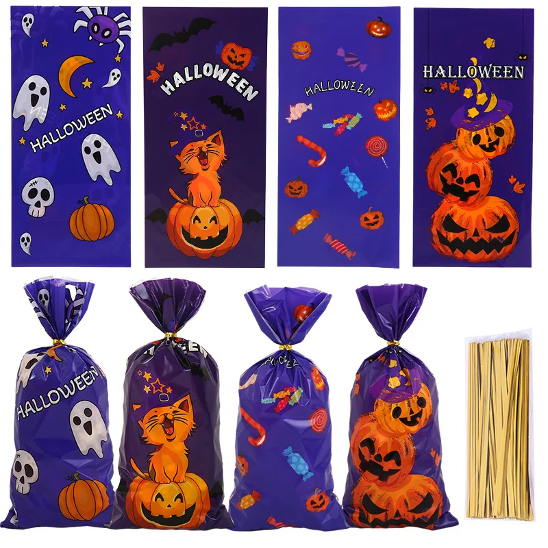 150-50pc-Halloween-Ghost-Candy-Bag-Pumpkin-Head-Gift-Bags-Biscuits ...