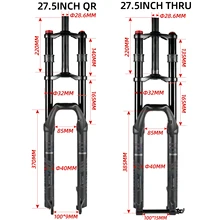 NanLio Double Shoulder Snow Front Fork 27.5inch / 29*2.5 inch MTB Fork ...