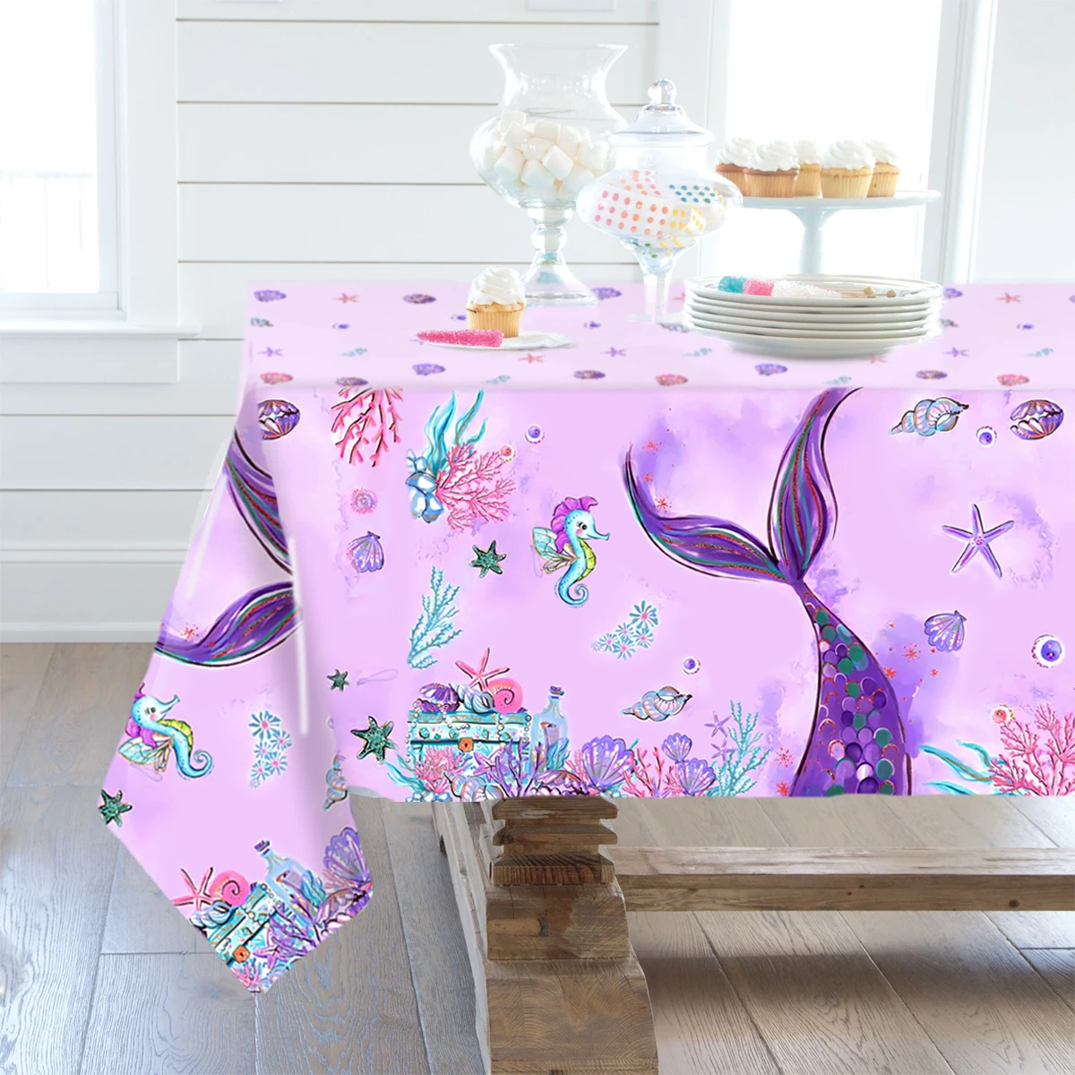 Mermaid Tablecloth The Little Mermaid Disposable Tableware Mermaid ...