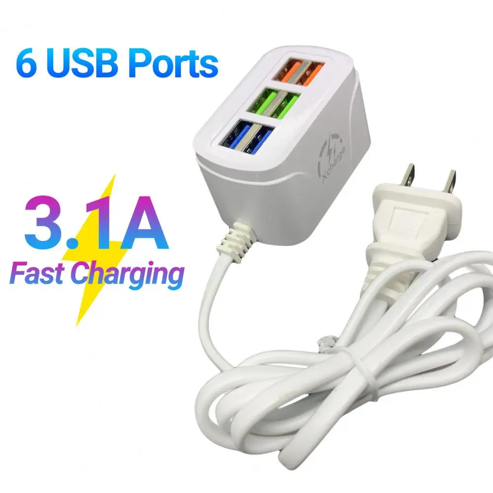 Phone Charger USB Power Strip Multifunctional Quick Charging 6 Ports ...