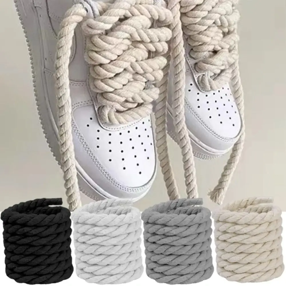 2PCS-Round-Thick-Rope-Laces-Polyester-Cotton-High-Quality-Solid-Color ...