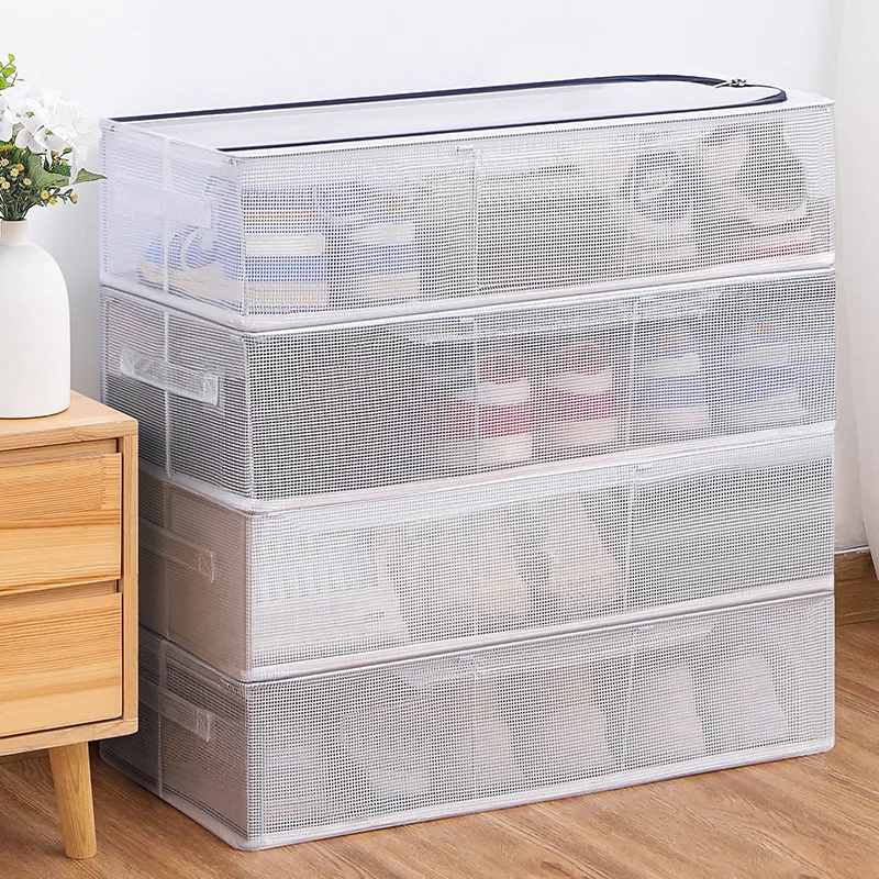 Large-Capacity-Under-Bed-Pvc-Transparent-Shoe-Box-with-Handles-Foldable ...