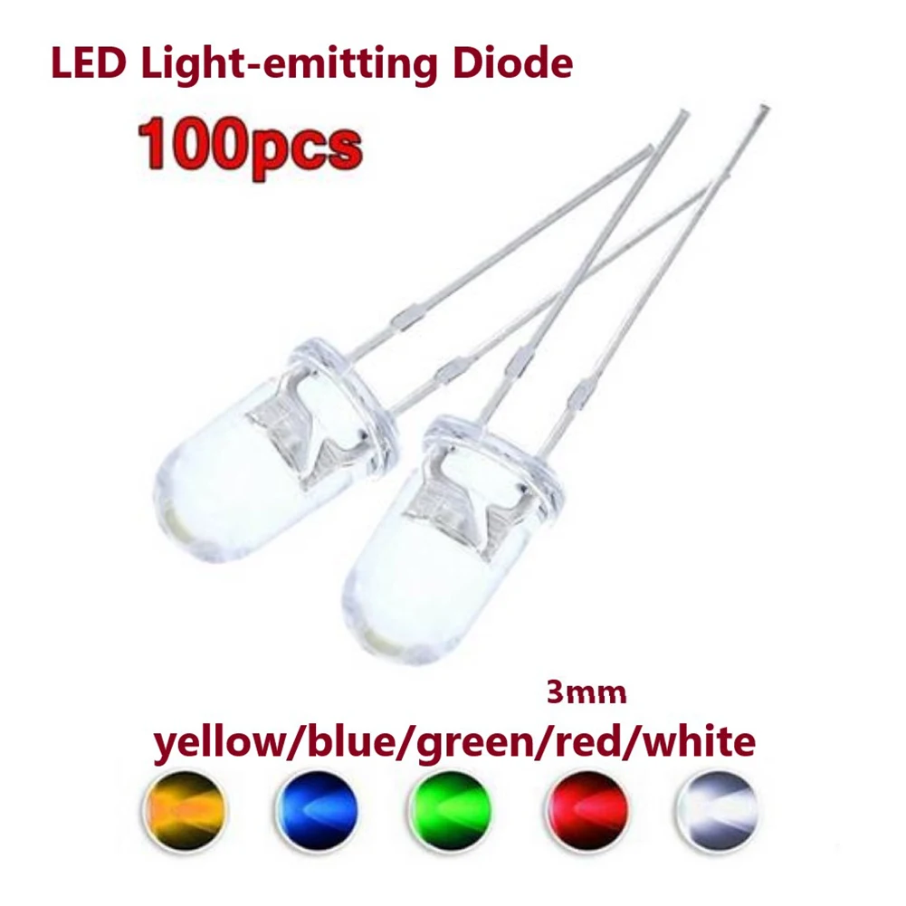 100pcs-pack-3MM-Light-Emitting-Diodes-Electronics-Kit-Box-DC-2-3V-LED ...