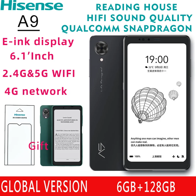 Hisense A9 하이파이 스마트폰, 차가운, 따뜻한 백라이트, 전자 책 리더, 6.1 인치, 전자잉크 디스플레이, 300PPI, 구글 플레이, 신제품