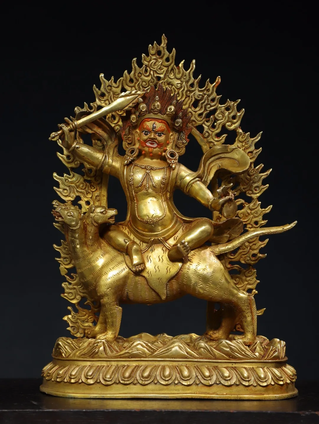 13-Tibet-Temple-Collection-Old-Bronze-Gilded-Facial-Painted-Palden ...