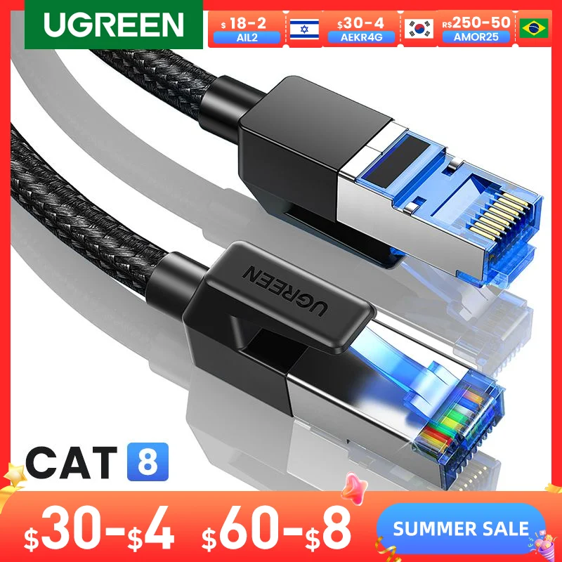 Ugreen-cabo Ethernet Cat8, Cabo De Nylon Trançado Para Lan, Para Laptop ...