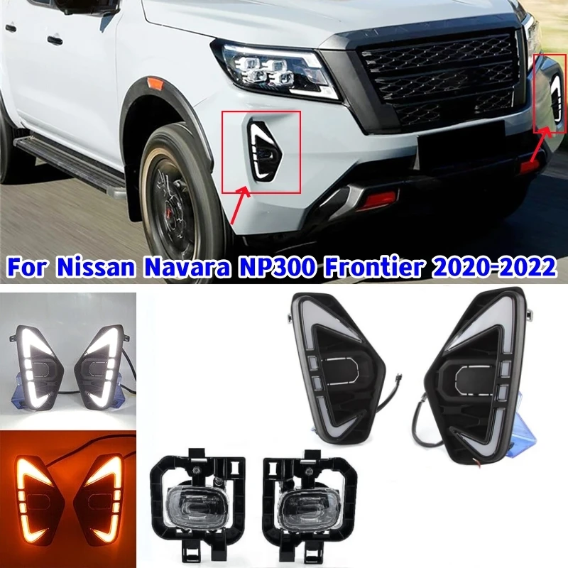 Car-LED-Fog-Lamp-Dual-Color-DRL-Daytime-Running-Light-For-Nissan-Navara ...