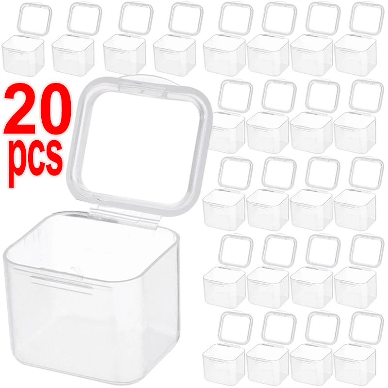 1 20PCS Square Plastic Storage Box Transparent Dustproof DIY Jewelry 1 20PCS Square Plastic Storage Box Transparent Dustproof DIY Jewelry