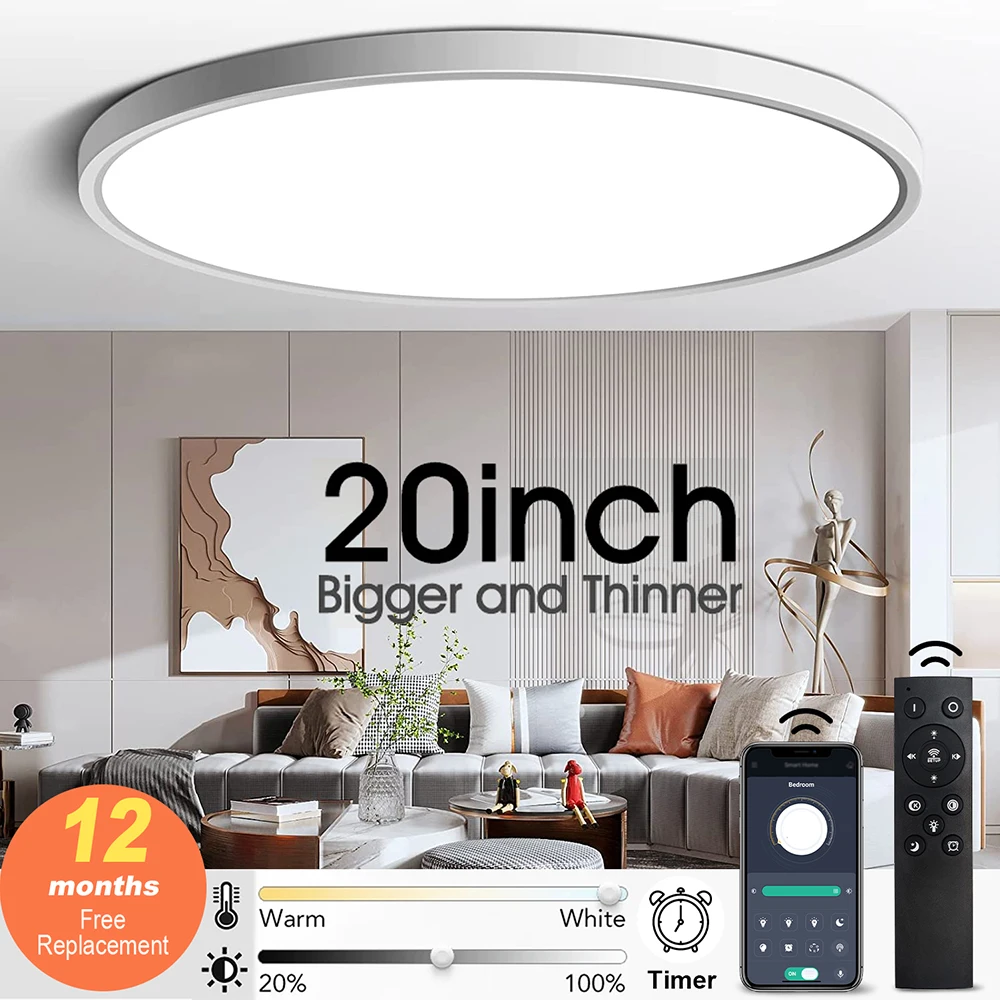 20Inch Ceiling Lamps LED Lights For Living Room Bedroom Kitchen Smart ...