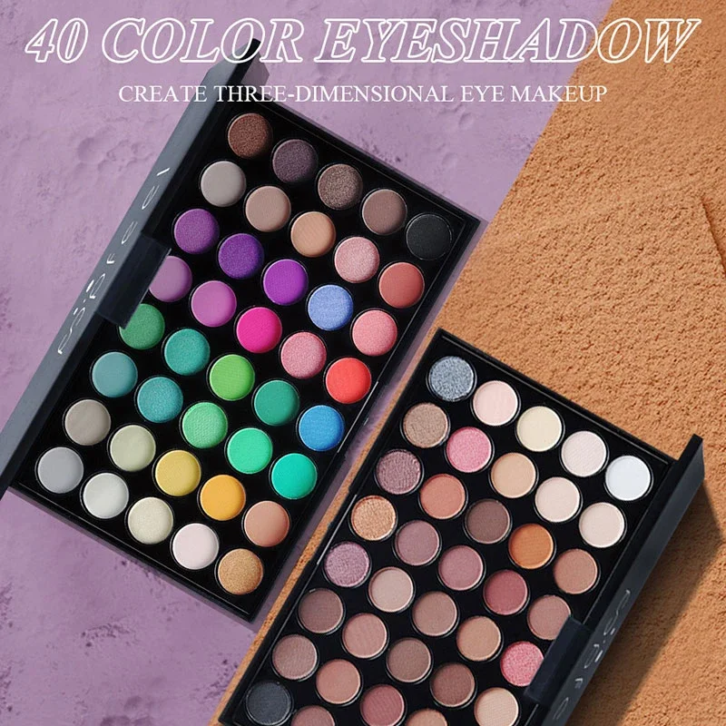 40 Colors Eye Shadow Plate Makeup Pigment Matte Luminous Waterproof ...