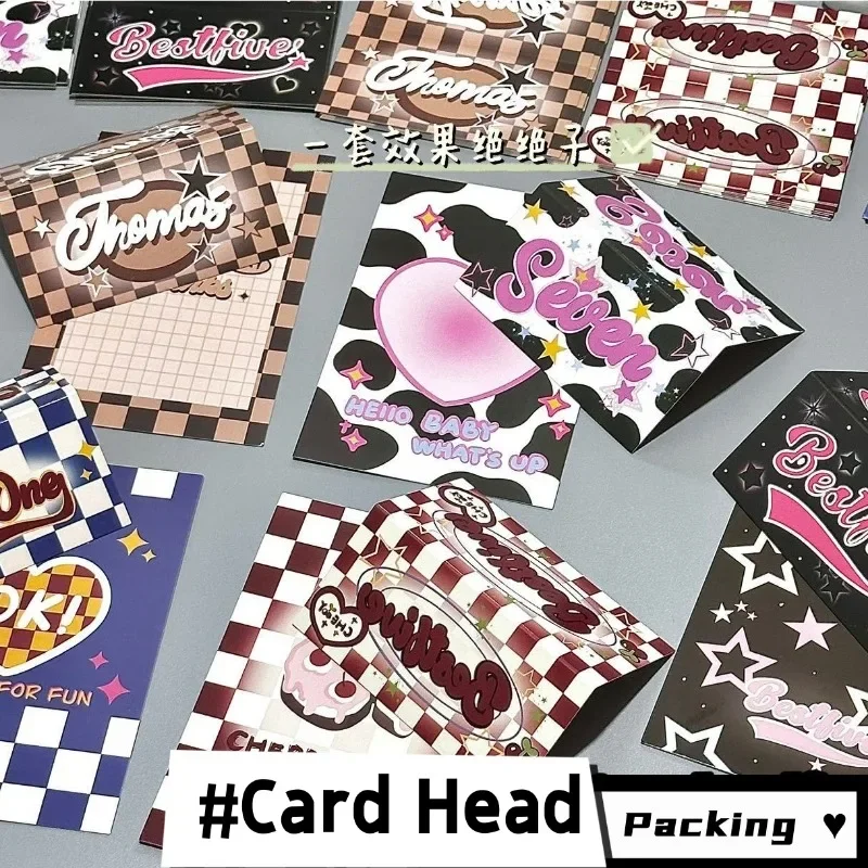 10Set-American-Retro-Checkerboard-Cow-Print-English-Cartoon-Card-Head ...