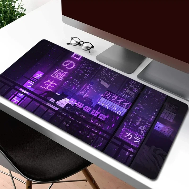 Neon City Large Gaming Mousepad XXL Leather Desktop Mat Game HD Print ...