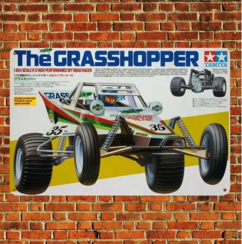 Metal-Poster-Vintage-Rc-Car-Tin-Sign-Plaque-Tamiya-The-Grasshopper ...