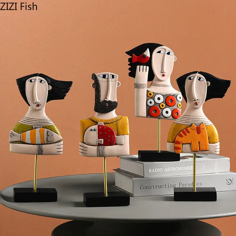 Abstract Character Ornaments Resin Statue Creative Desk Decoration ...