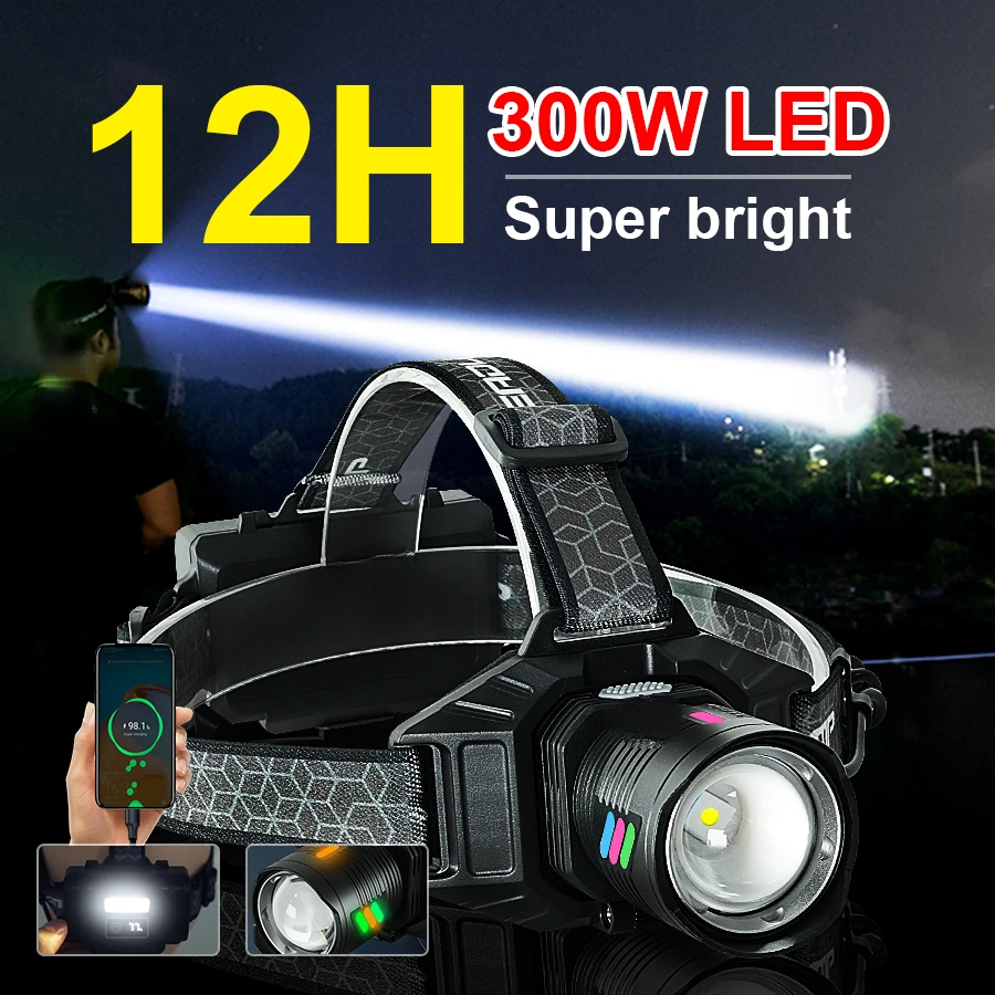 USB Rechargeable Head Lamp White Laser Sensor Headlight High Power ...