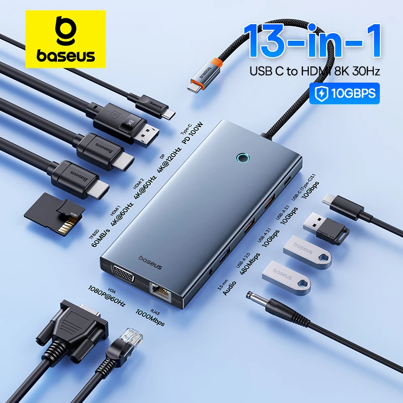 Baseus-USB-Type-C-to-HDMI-Compatible-HUB-Adapter-13-In-1-DP-4K-60Hz ...