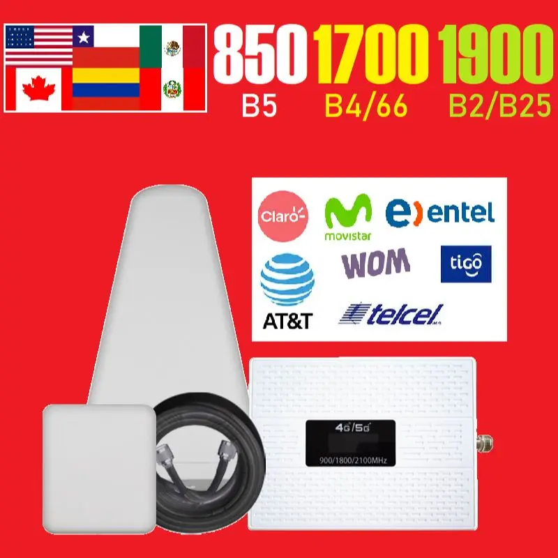 B4 B66 B2 B25 B5 3-band Cellular Mobile Signal Amplifier Booster ...