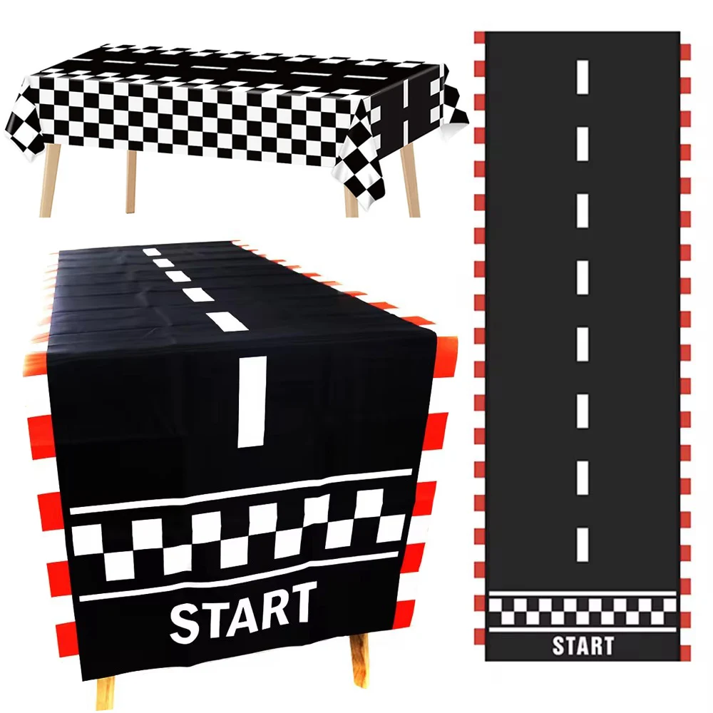Racing Car Party Racetrack Floor Ground Table Runner Black Race Track ...