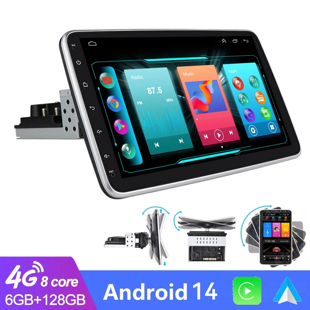 10-1-INCH-Android-14-Rotatable-IPS-Car-Radio-Universal-Single-1-DIN-Car ...