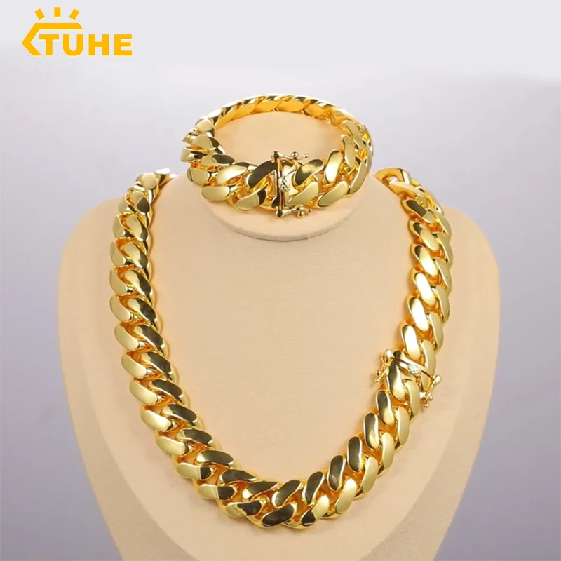 20mm-Heavy-Solid-18K-Gold-Plated-Miami-Cuban-Link-Chains-Hip-Hop ...