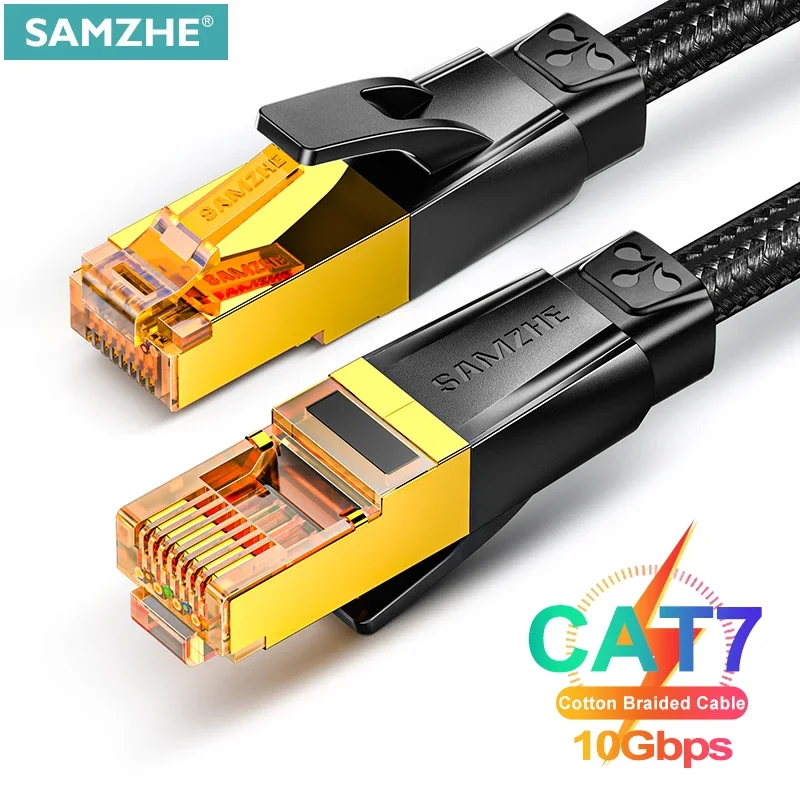 SAMZHE-Ethernet-Cable-CAT7-10Gbps-Cotton-Braided-Network-Lan-Cord-for ...