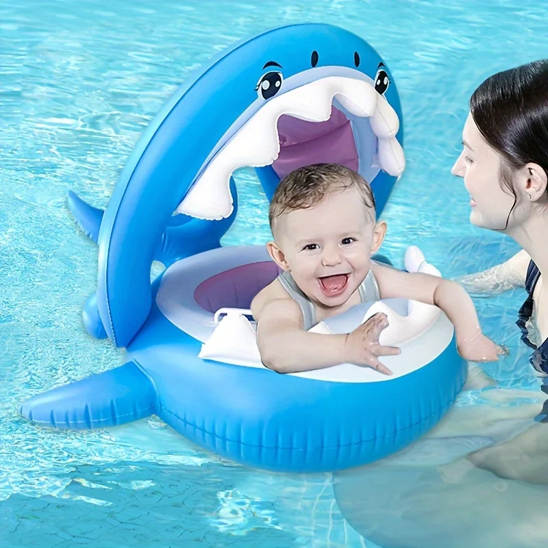 Baby-Float-Swimming-Pool-Toddler-Floaties-with-Inflatable-Canopy-Shark ...