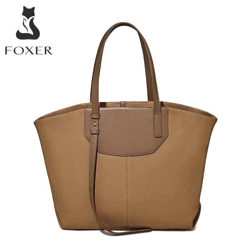 FOXER-Women-s-High-Quality-Genuine-Leather-Handbag-Lady-Fashion-Big ...
