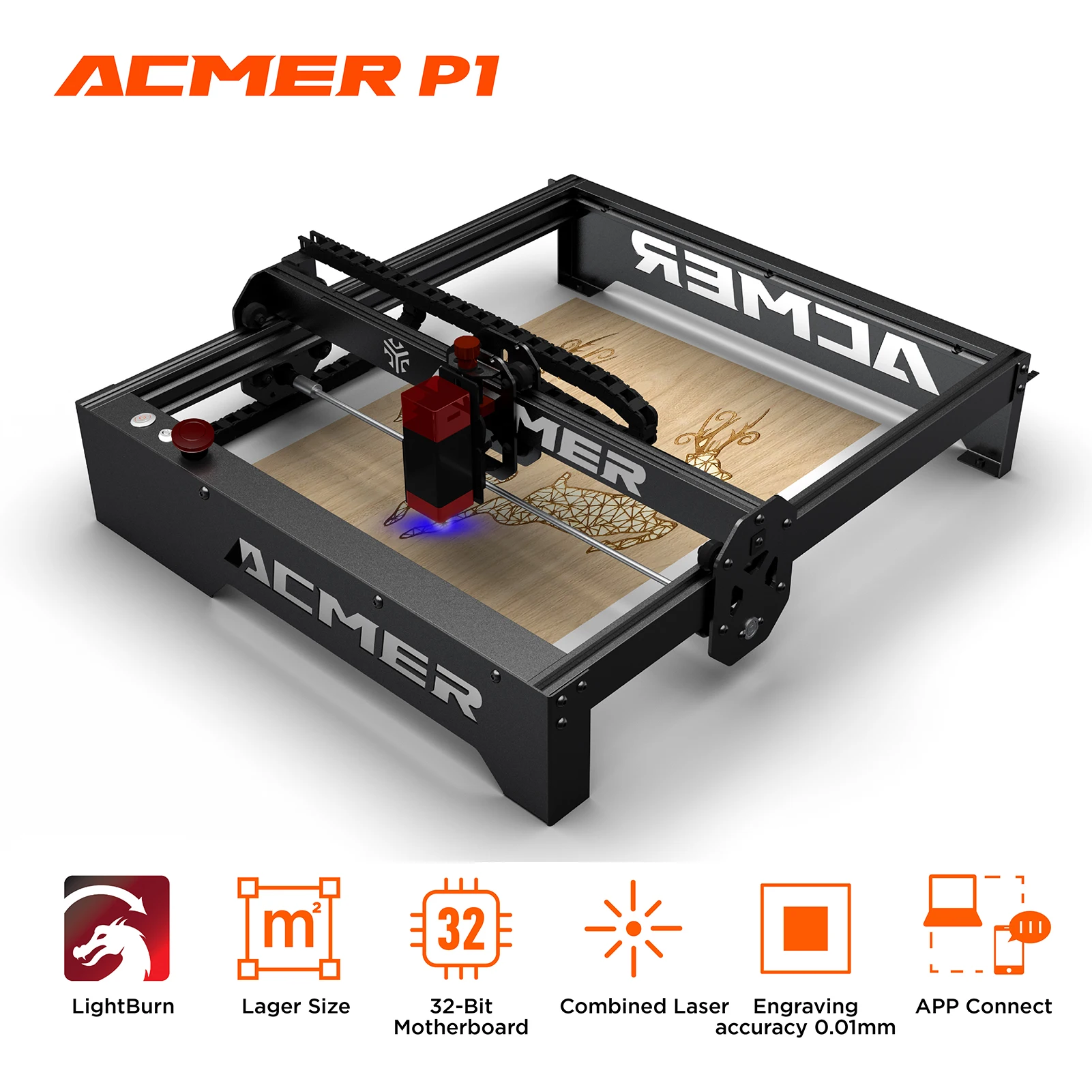 ACMER P1 Laser Engraver 10W Laser Cutter Carving Machine High Engraving ...
