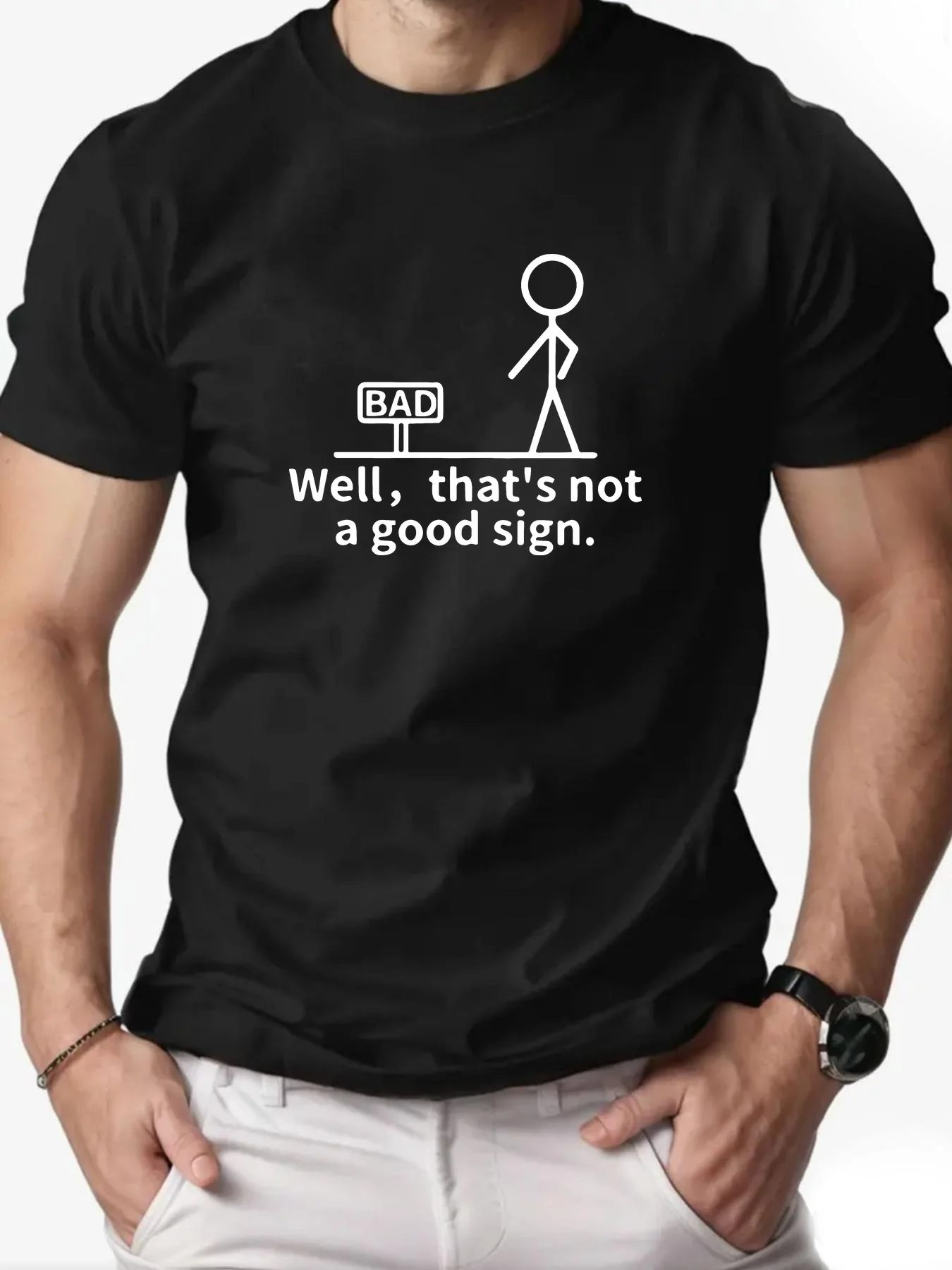 Men's Summer Cartoon Character T-shirt Minimalist Style Fun Message ...