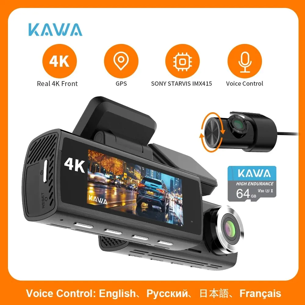 KAWA 4K Dash Camera for Car DVR Sony IMX415 Rear View Video Recorder ...