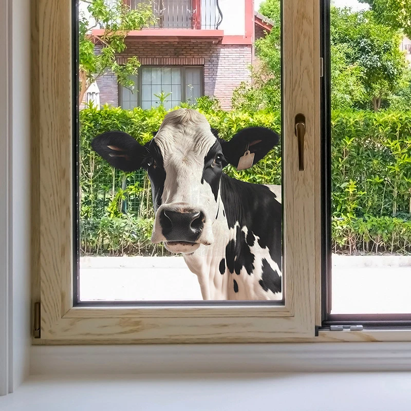 Cartoon Animal Cow Wall Stickers Glass Doors And Windows Home ...