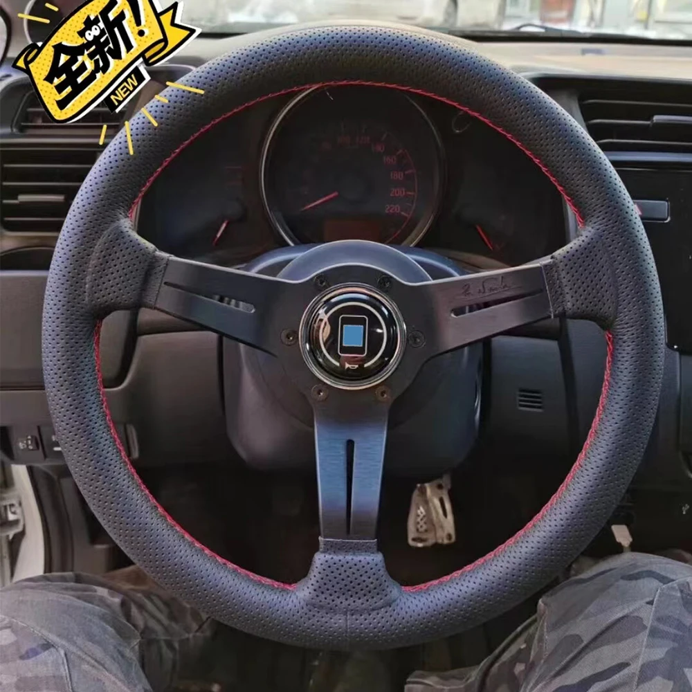 Universal-13inch-325mm-Aluminum-Spoke-Leather-Auto-Racing-Steering ...