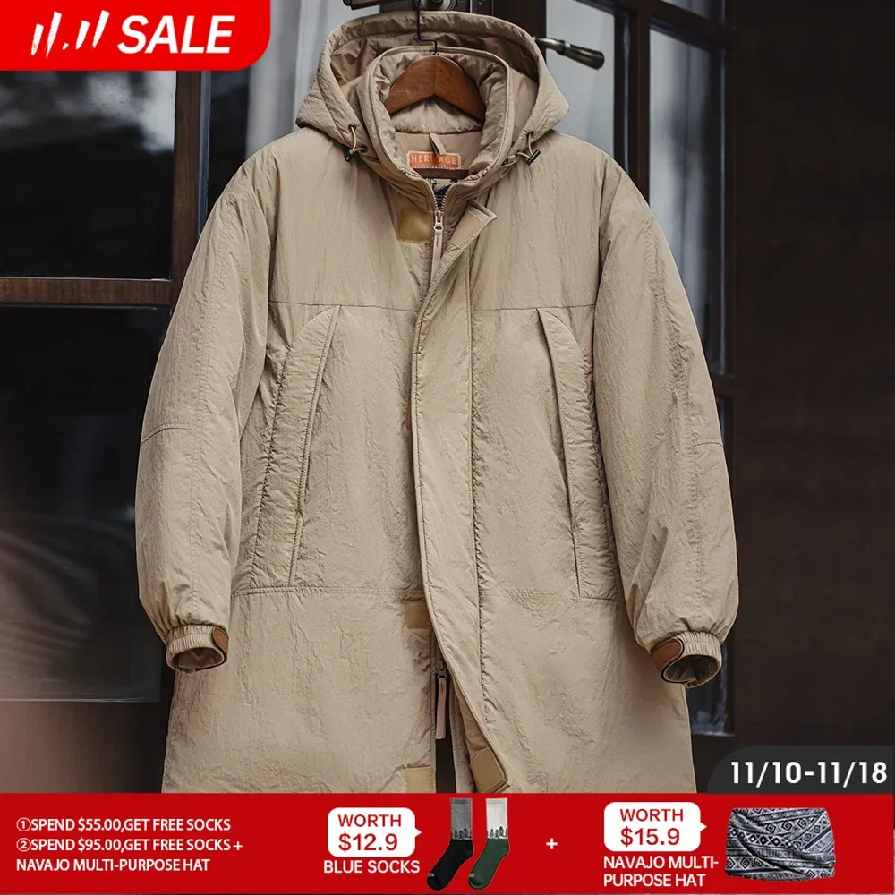 Maden-Vintage-Mid-length-Padding-Cotton-Jackets-Khaki-Hooded-Coat-Pcu ...