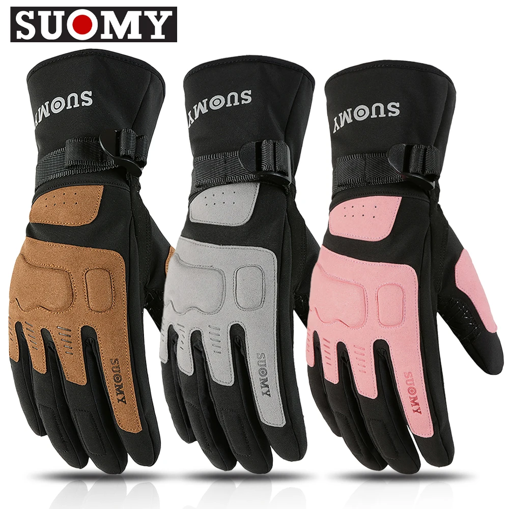 SUOMY-Motorcycle-Gloves-100-Waterproof-Windproof-Winter-Warm-Lady-Pink ...