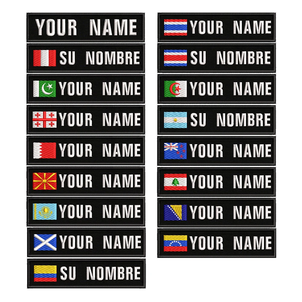 1PC-10cmX2-5cm-Custom-Name-Flag-Patch-Stripes-Badge-Iron-On-Or-Hook ...