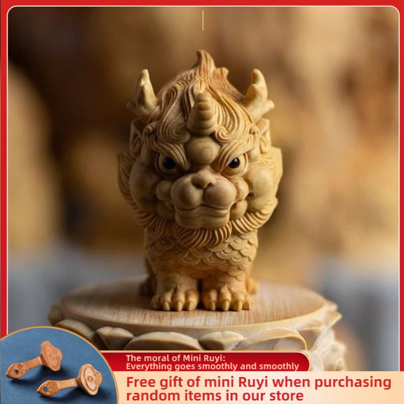 Lobular Boxwood Cliff Cypress Wood Carving Plaything Auspicious Beast ...
