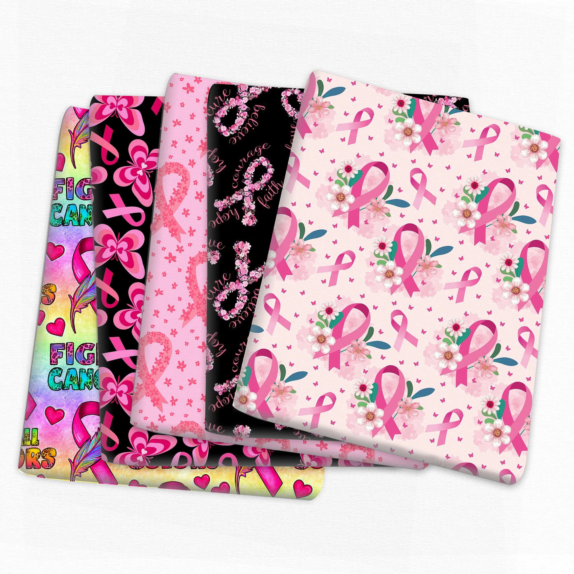 50-145cm-Patchwork-Breast-Cancer-Ribbon-Polyester-Cotton-Fabric-Tissue ...